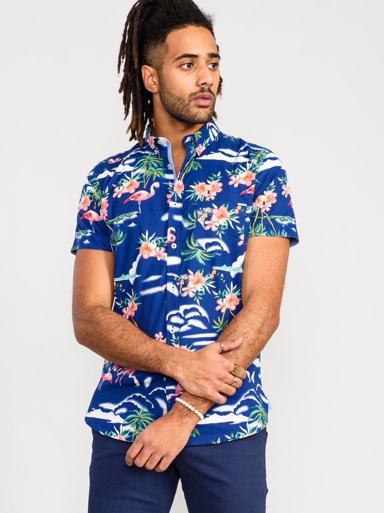 Liela izmēra Havaju stila krekls D555 Durham Flamingo Hawaiian Ao Print ...