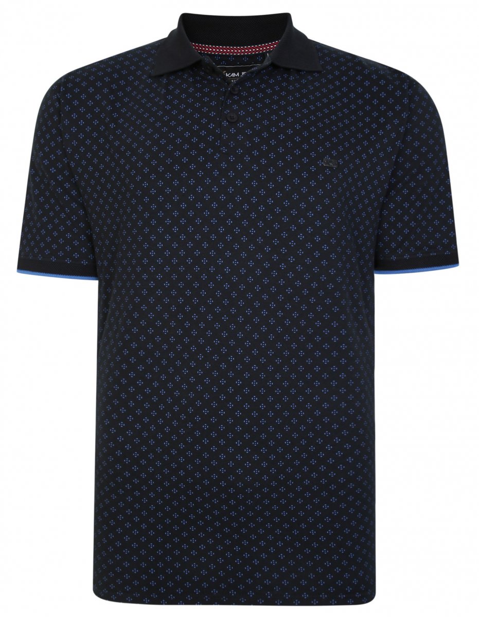 Liela izmēra polo krekli Kam Jeans 5455 Dobby Print Polo Black ...