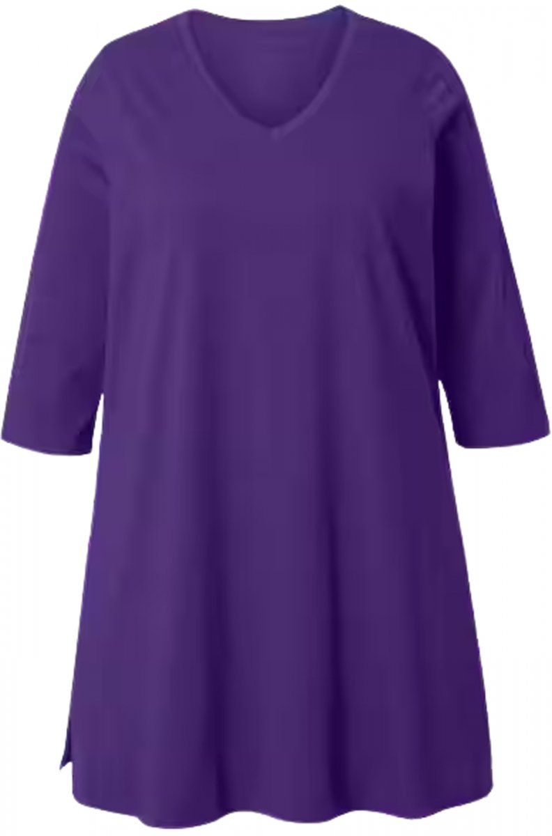 Ulla Popken V-Neck Swing A-line Hem Cotton Knit Tunic Lily - MotleyDenim.lv